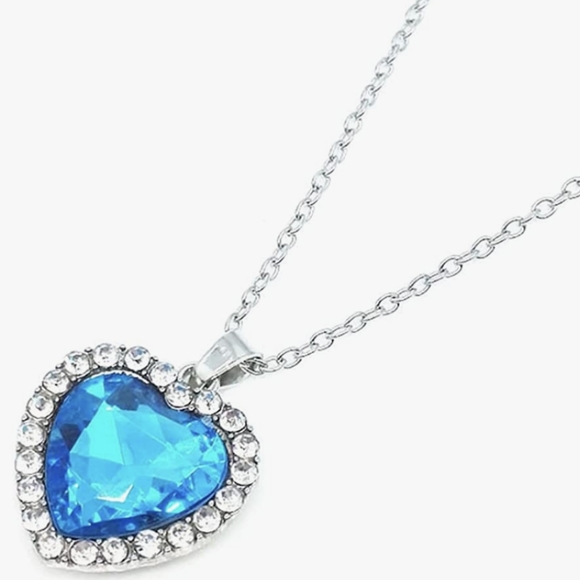 Jewelry | Blue Crystal Heart Necklace Nwt | Poshmark